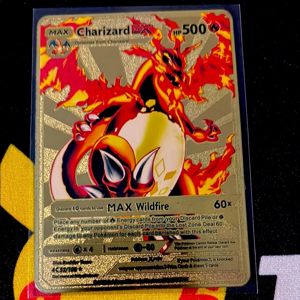 Charizard Metal Gold Foil Pokmon Card - Gem